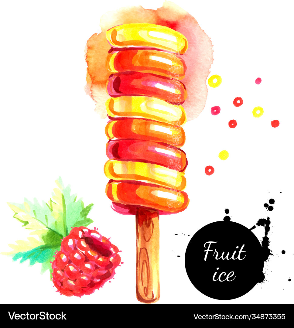 Watercolor hand drawn fruit ice cream painted Vector Image