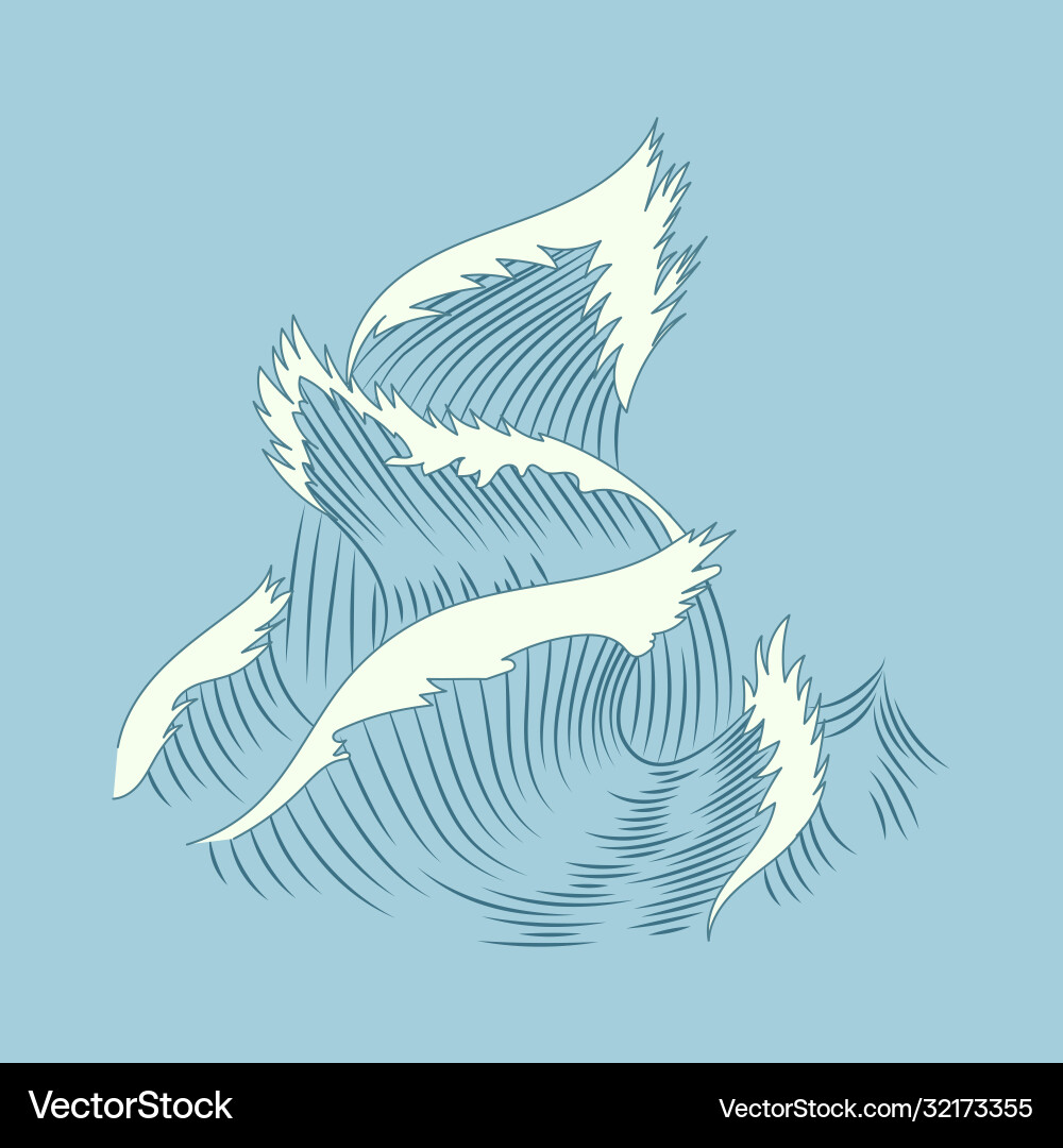Waves engraving marine and nautical or ocean Vector Image
