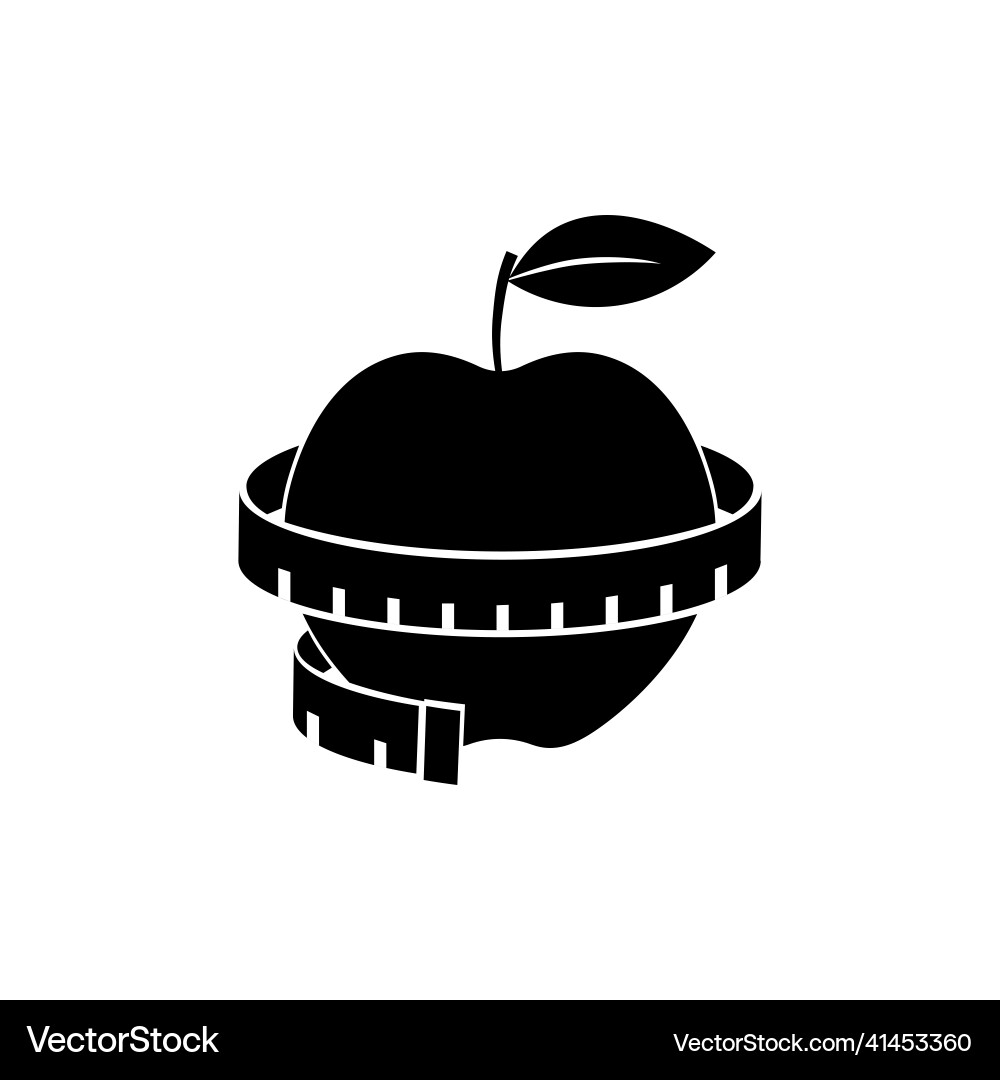 Apple with measure tape icon white background Vector Image