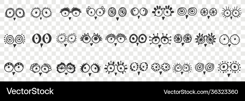 Birds eyes and beak doodle set Royalty Free Vector Image