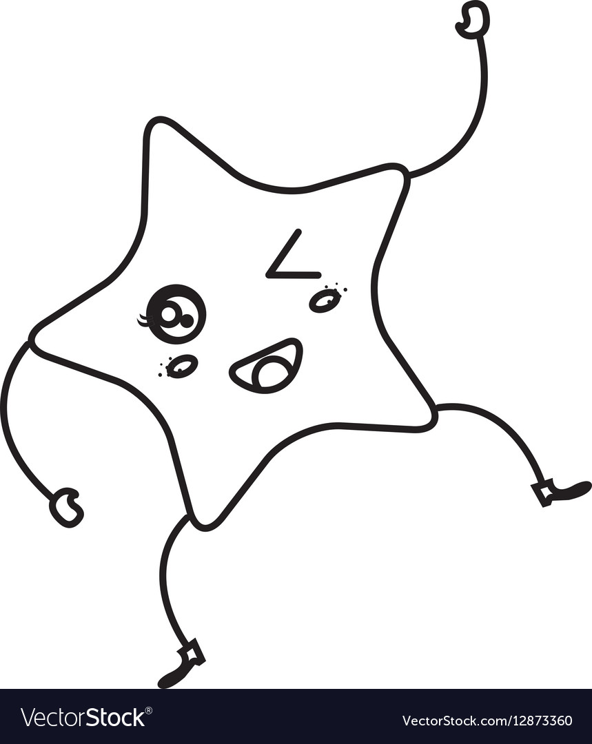 Cute star kawaii character Royalty Free Vector Image