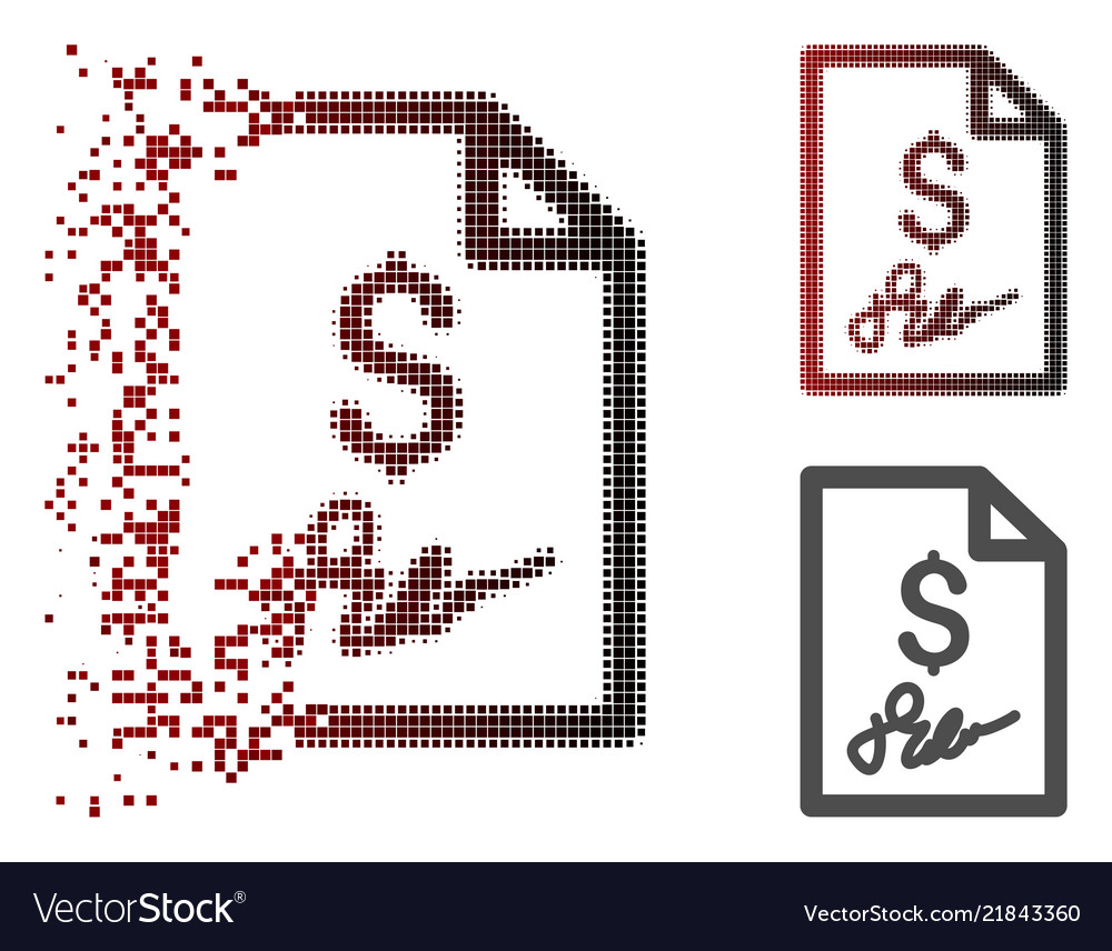 Disintegrating pixel halftone signed bill icon Vector Image Disintegrating pixel halftone signed bill icon Vector Image