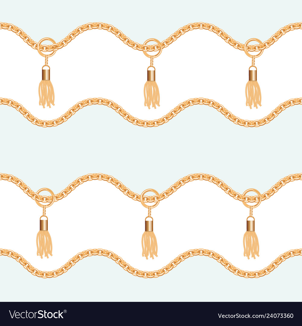 Gold Chains With Tassels Seamless Pattern Vector Image