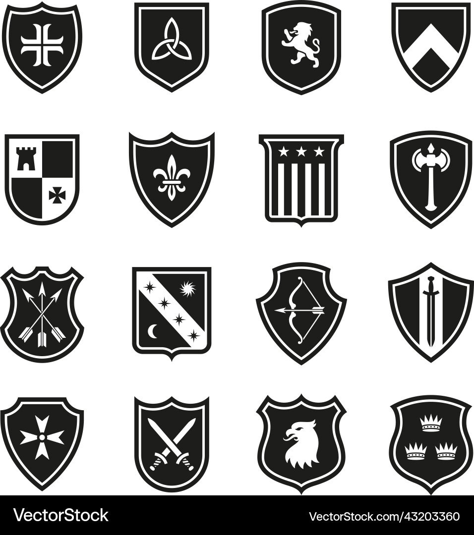 Heraldic shields icons protection icon shield Vector Image