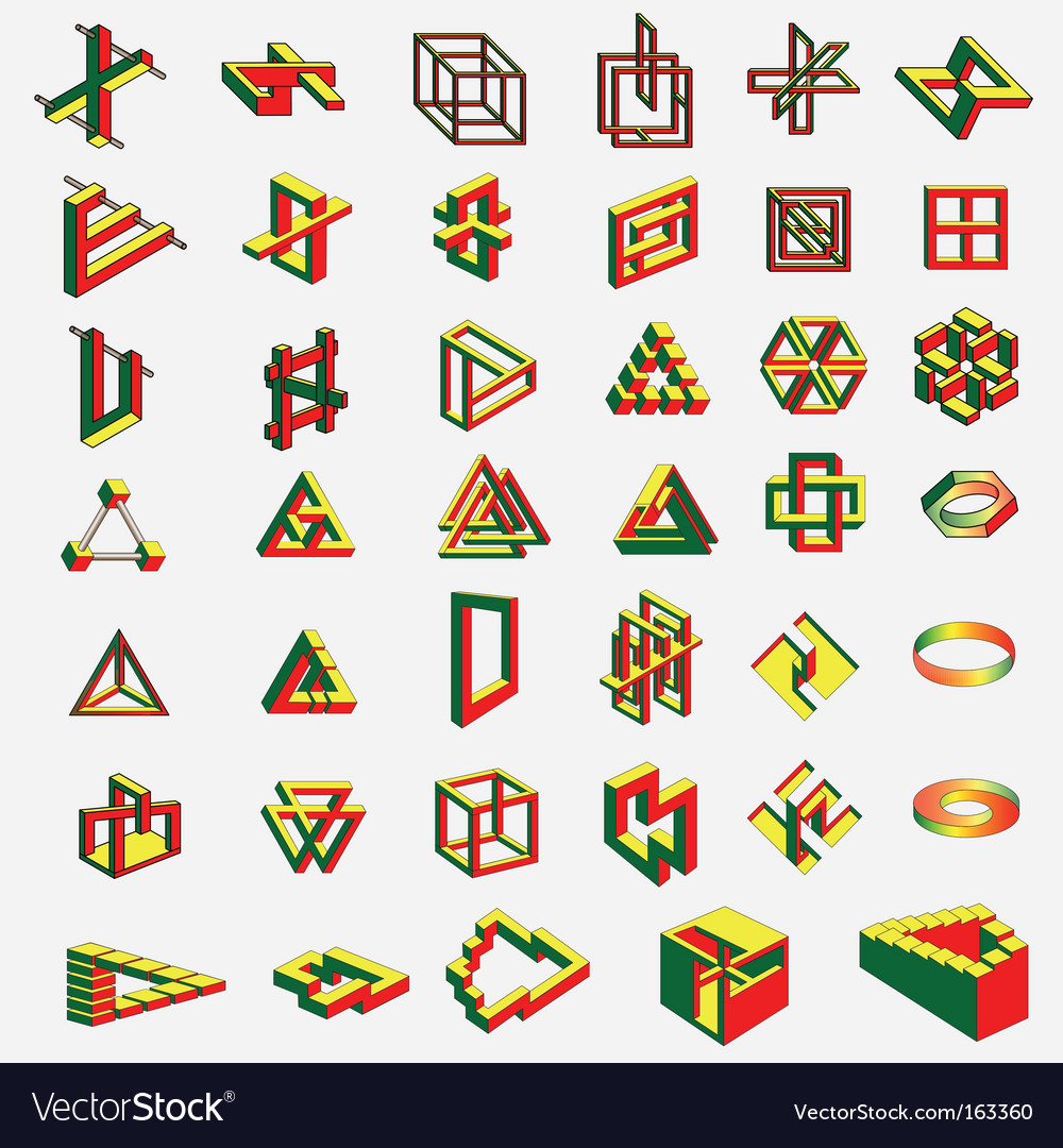 Impossible objects Royalty Free Vector Image - VectorStock