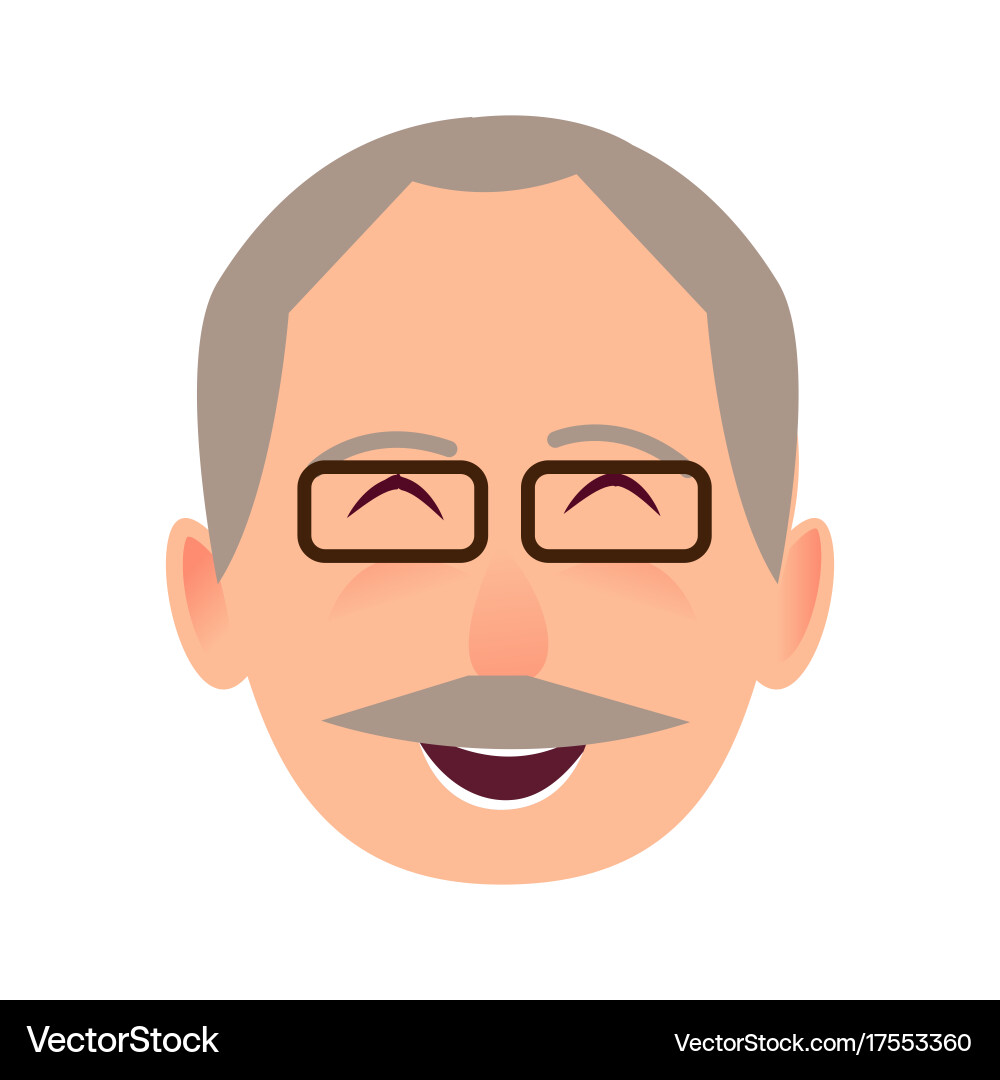 Laughing face gray-haired old man close-up Vector Image