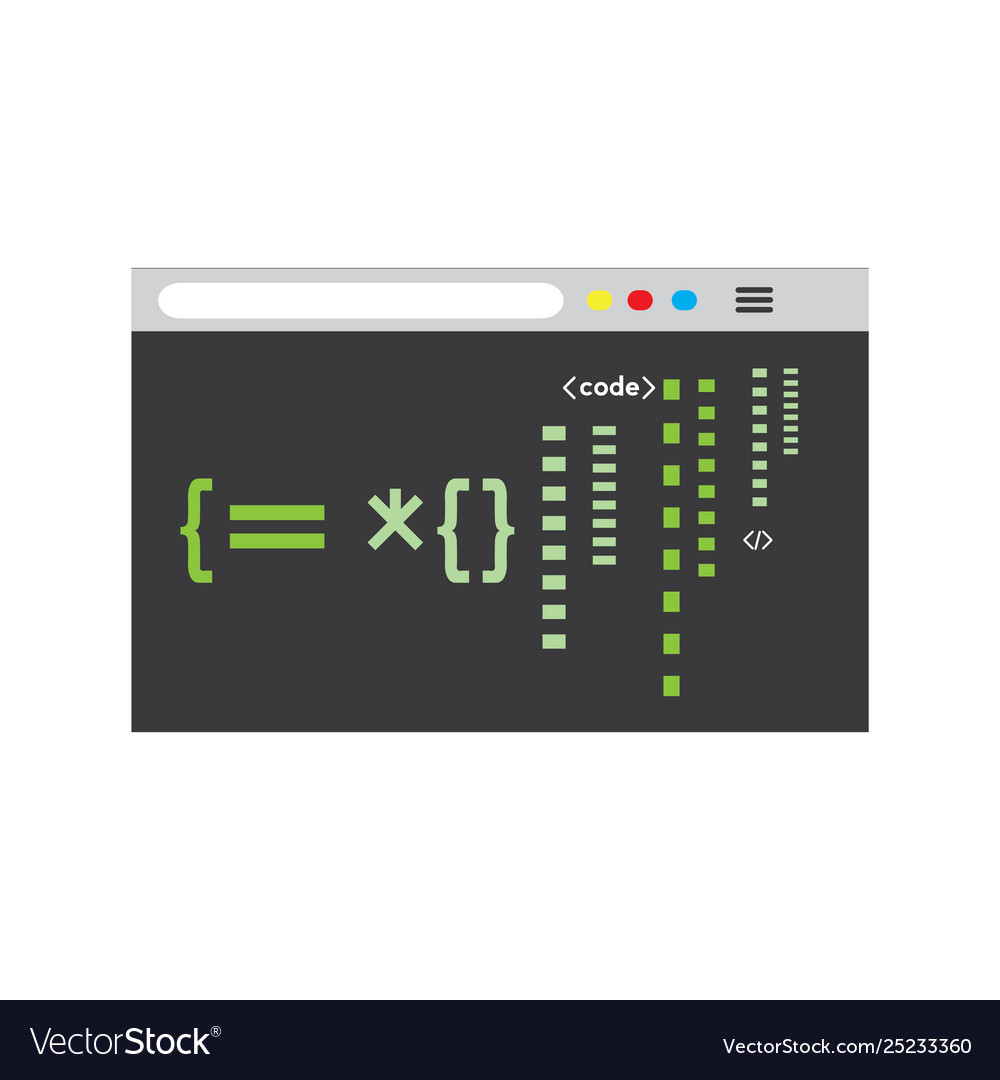 Programming code on a browser window Royalty Free Vector