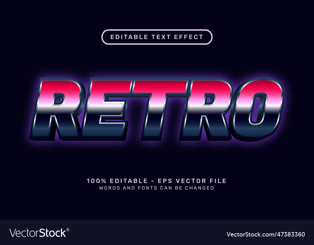 Retro 3d text effect and editable text effect Vector Image