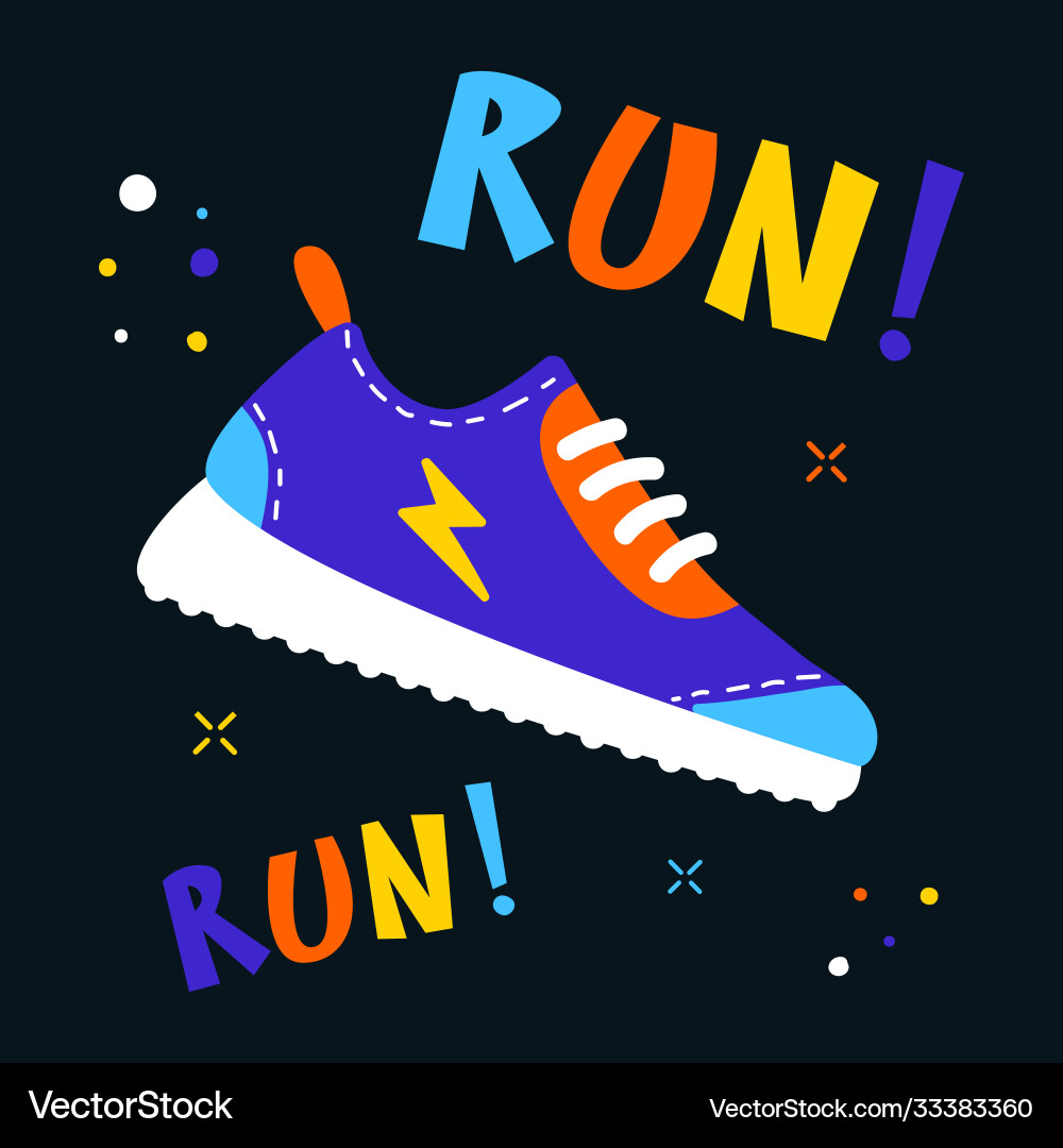 Run sneakers colorful design Royalty Free Vector Image