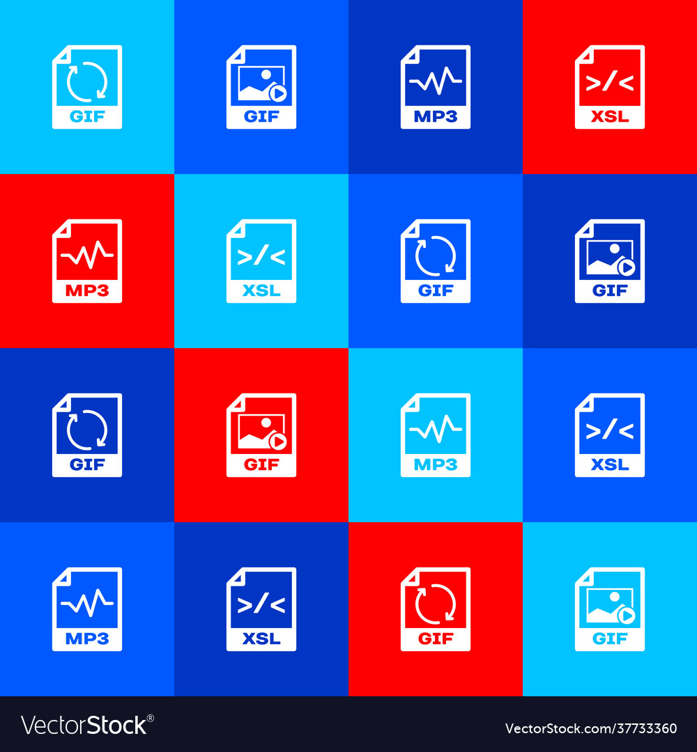 Set File Document Mp3 And Xsl Icon Royalty Free Vector