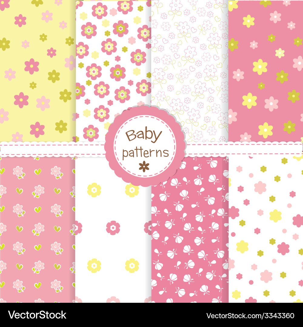 Set of baby seamless patterns Royalty Free Vector Image