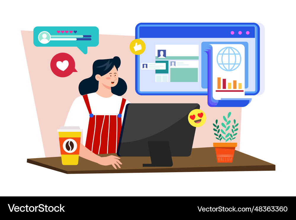 Social media manager responding to customer Vector Image