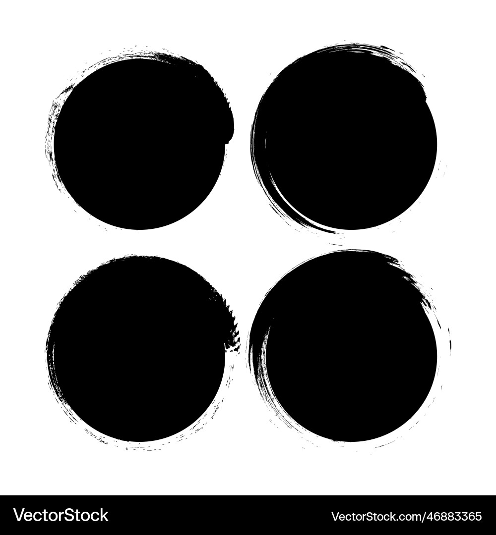 Black brush circle ink paint stain Royalty Free Vector Image