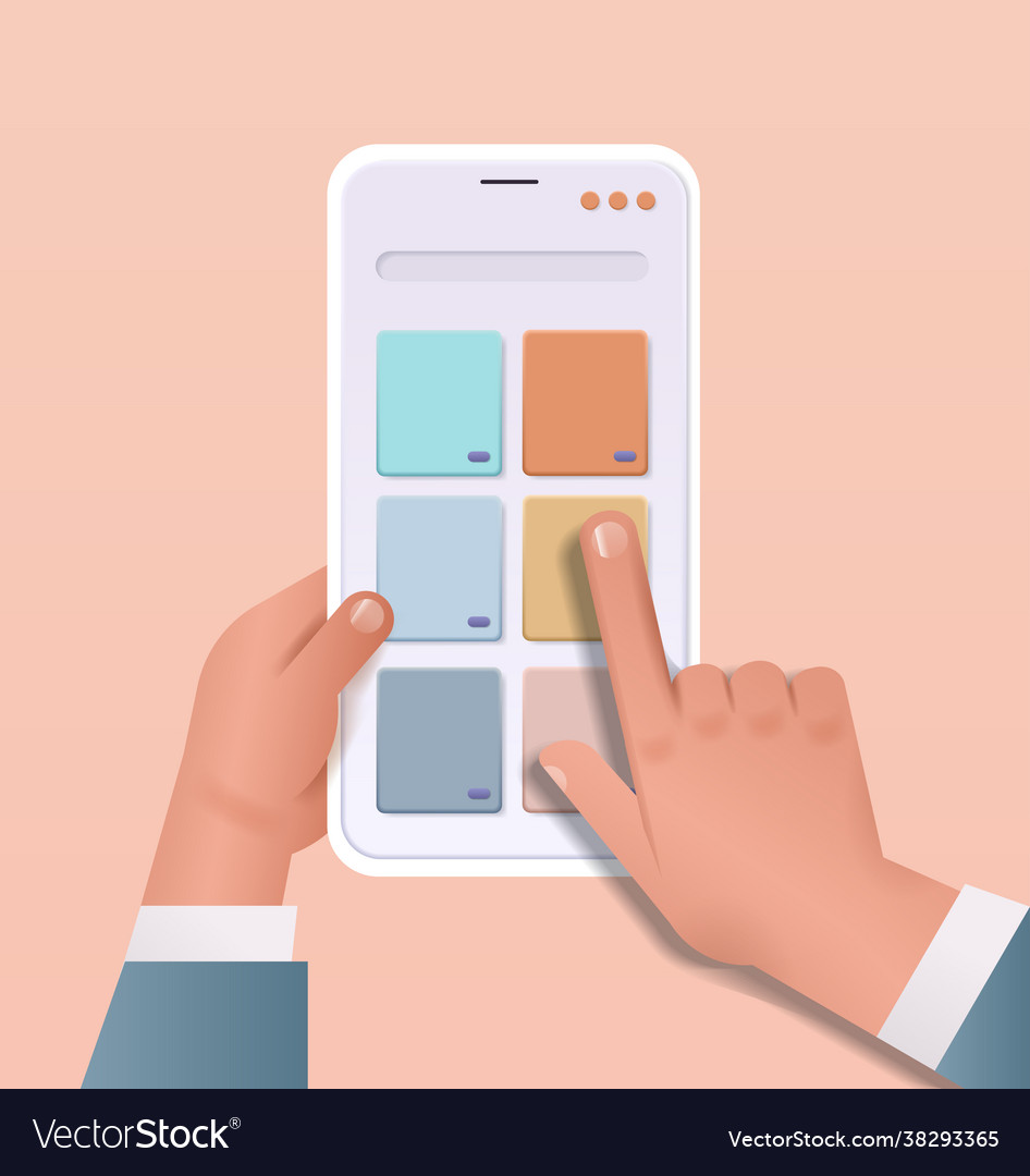 Developer hands creating mobile user interface Vector Image