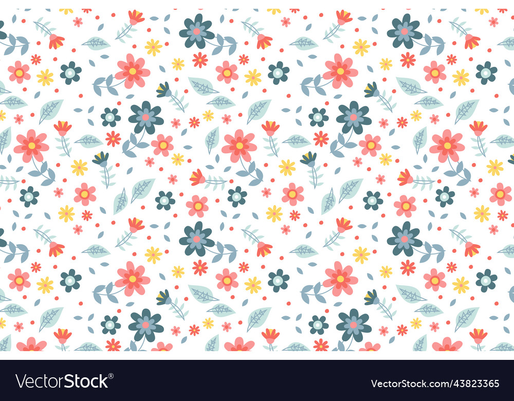Flat design small flowers pattern Royalty Free Vector Image