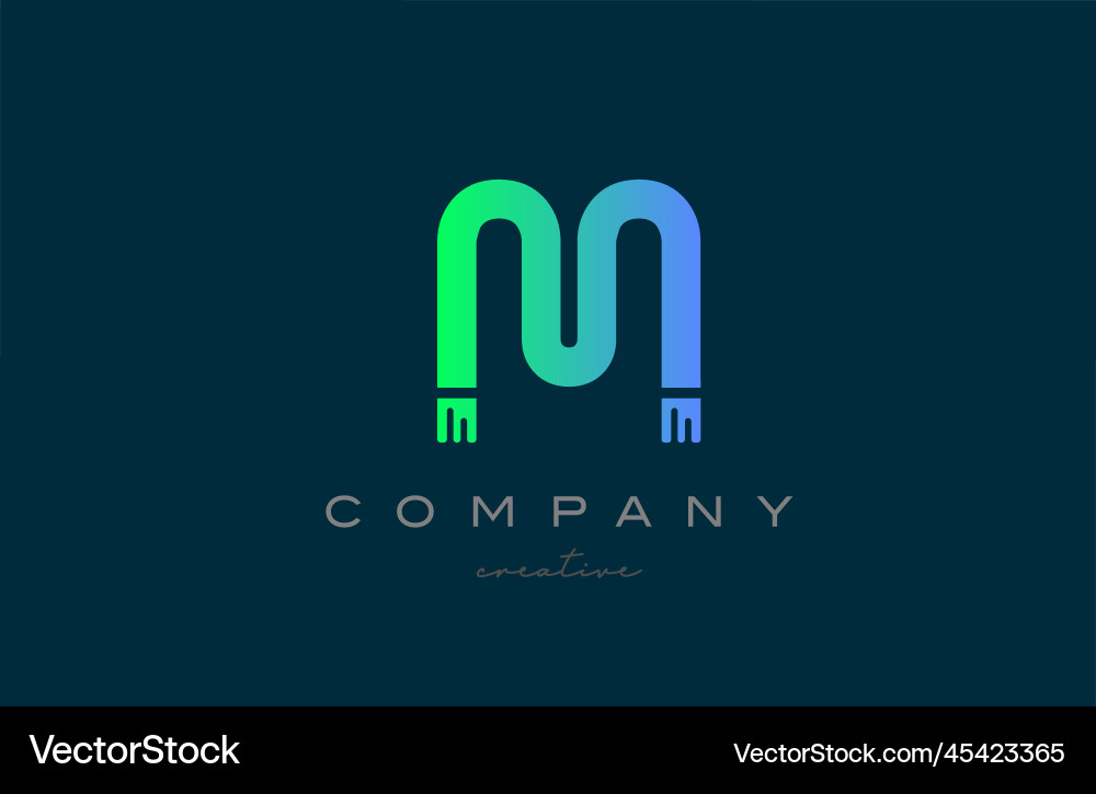M green alphabet letter logo icon design creative Vector Image