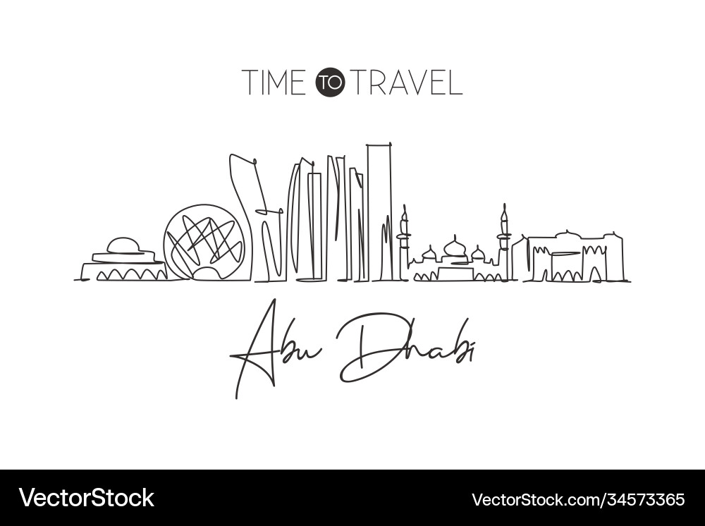 One single line drawing abu dhabi city skyline Vector Image