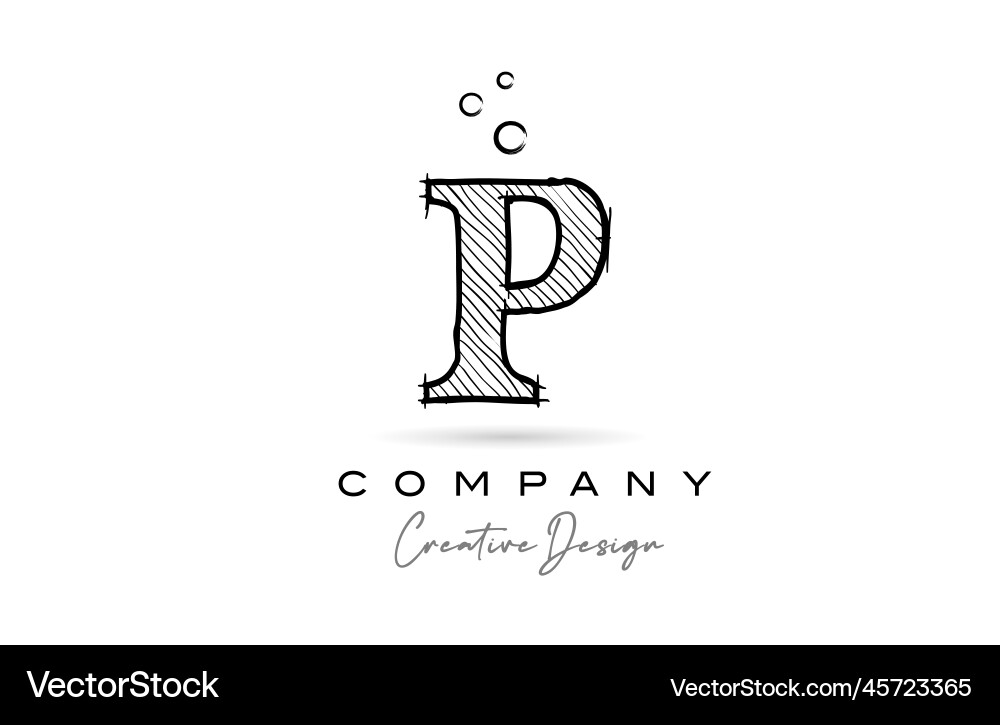 P black white alphabet letter logo icon Royalty Free Vector