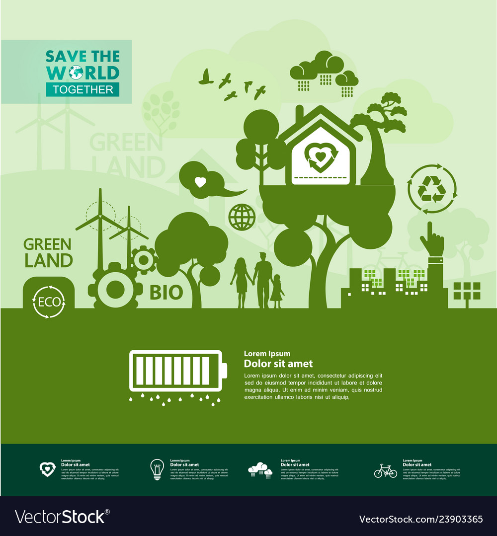 Save the world together green ecology Royalty Free Vector