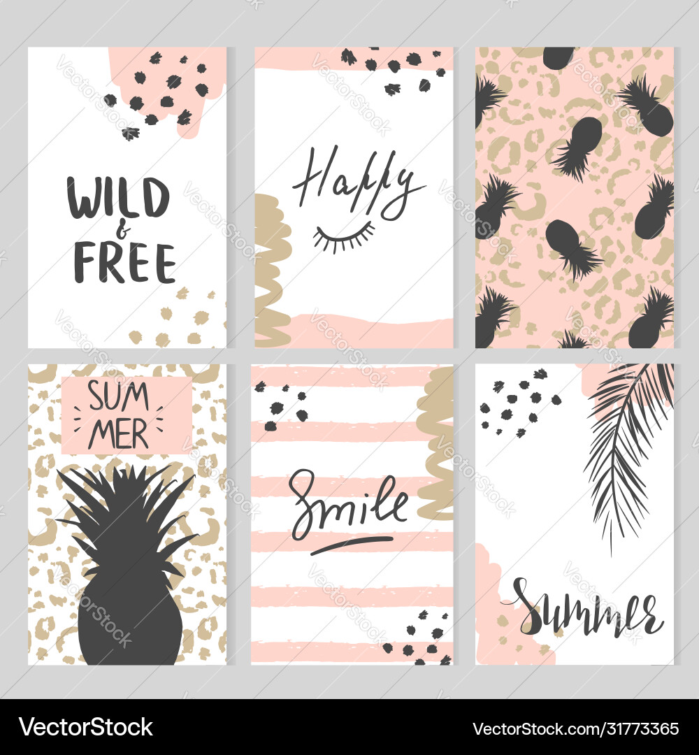 Set card templates with animalistic print Vector Image