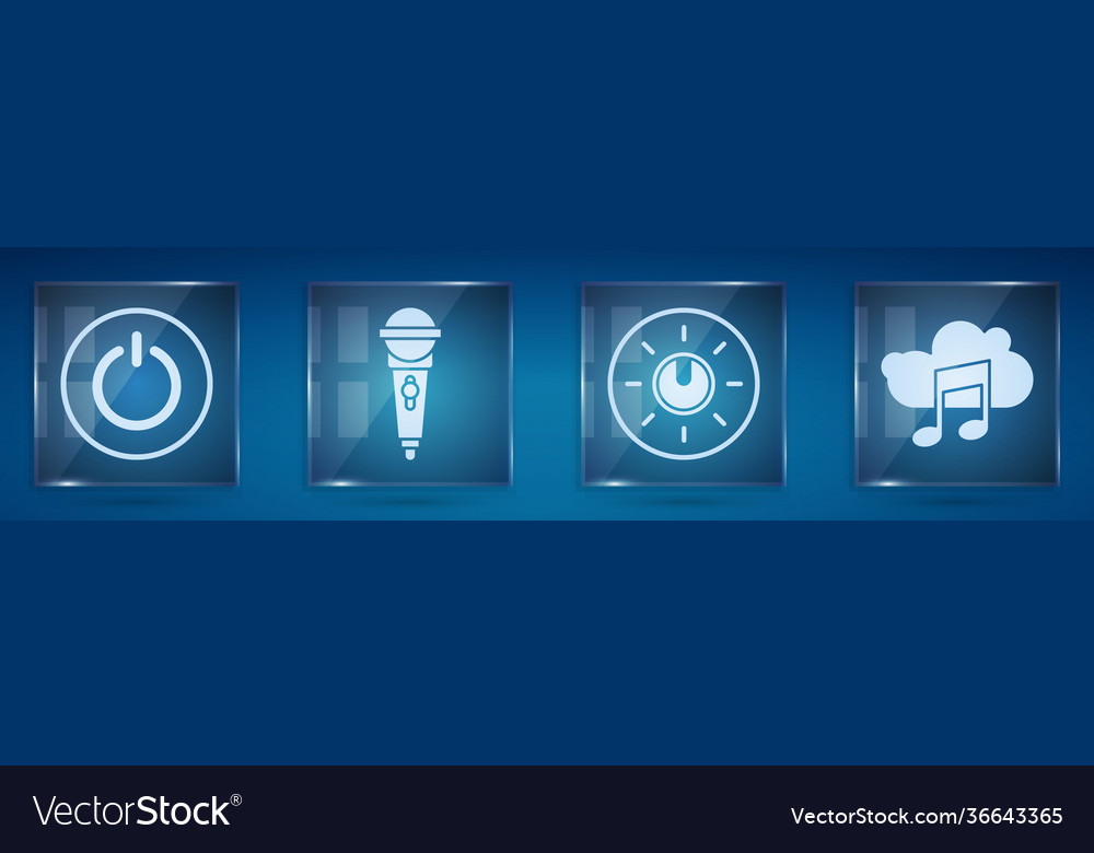 Set power button microphone dial knob level Vector Image