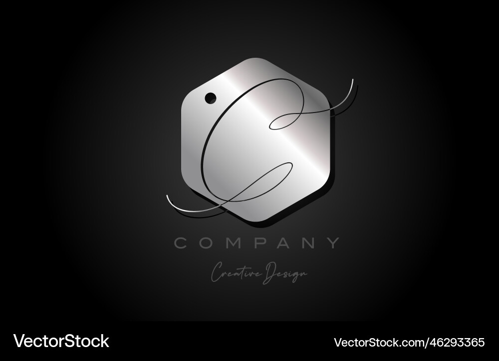Silver grey c alphabet letter logo icon design Vector Image