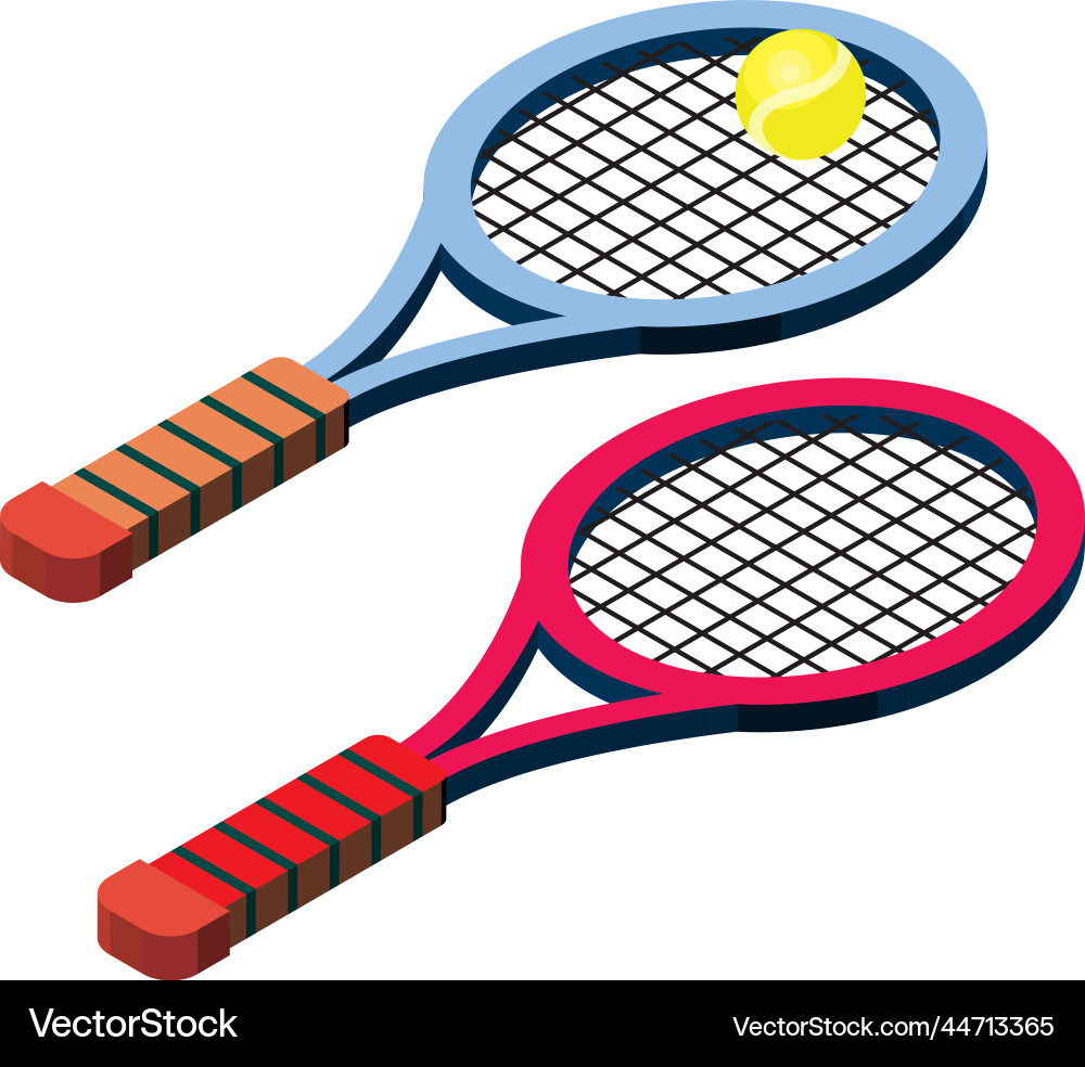 Tennis in 3d isometric style Royalty Free Vector Image