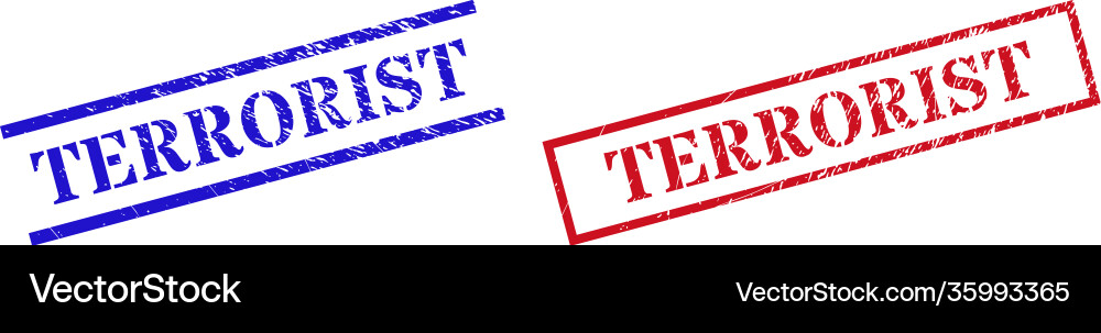 Terrorist textured scratched seal stamps Vector Image