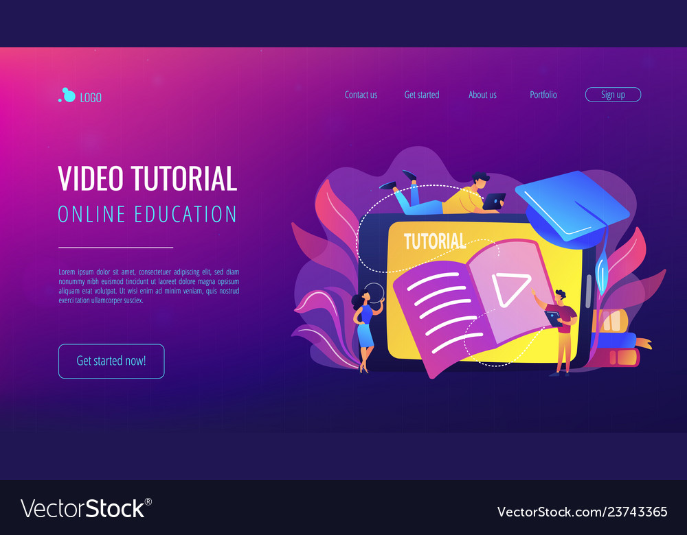 Video tutorial concept landing page Royalty Free Vector
