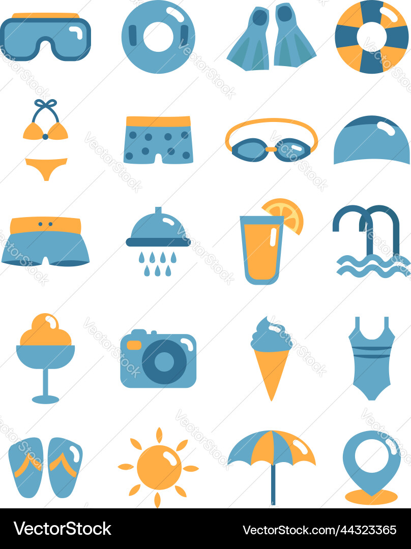 Water park summer icon pack on a white Royalty Free Vector