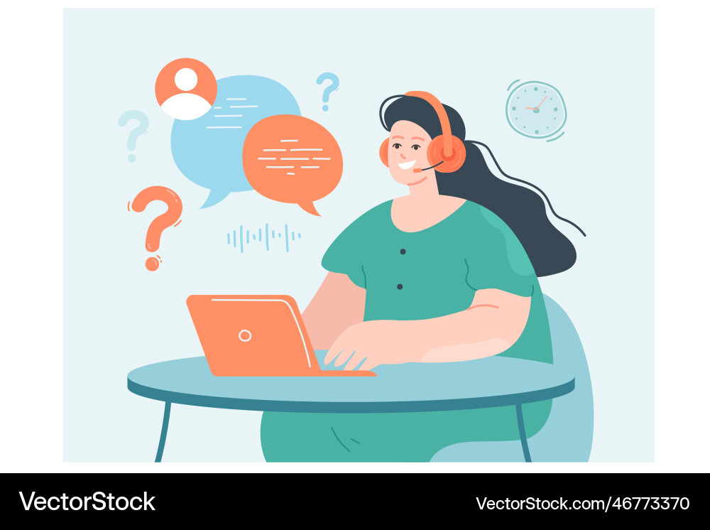 Call operator cartoon character in headphones Vector Image
