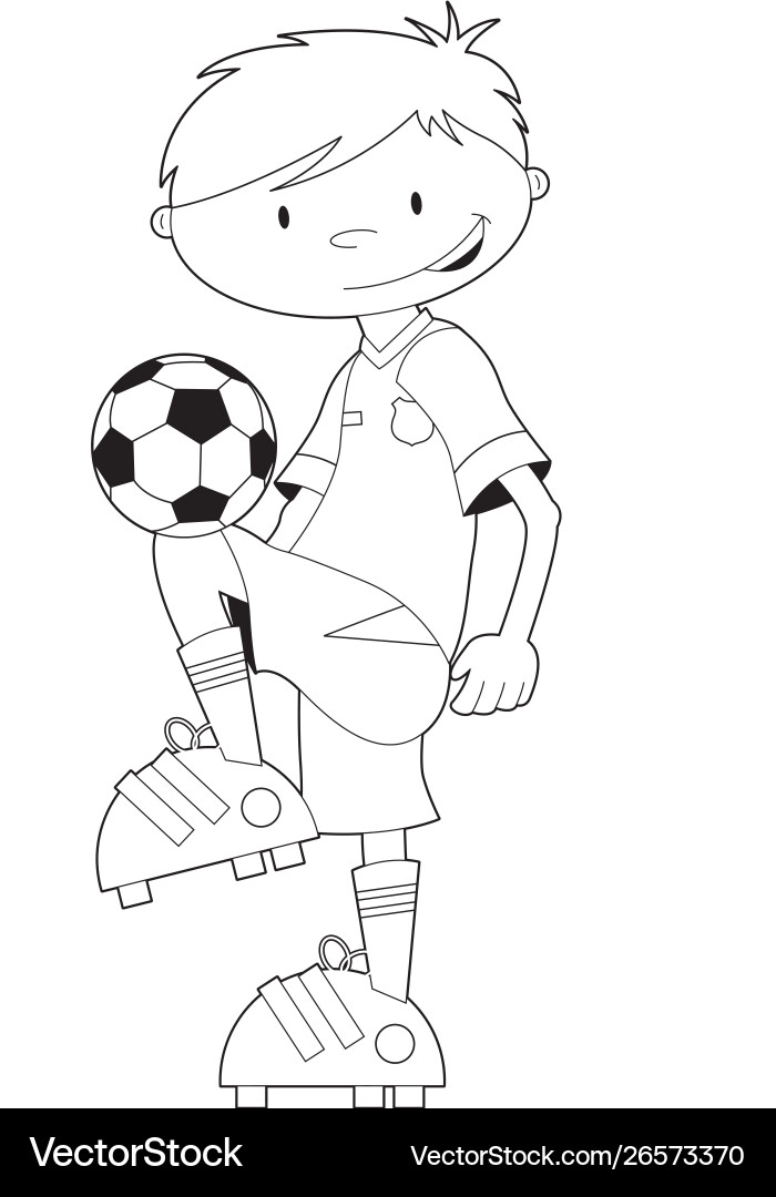 Cartoon soccer player outline Royalty Free Vector Image