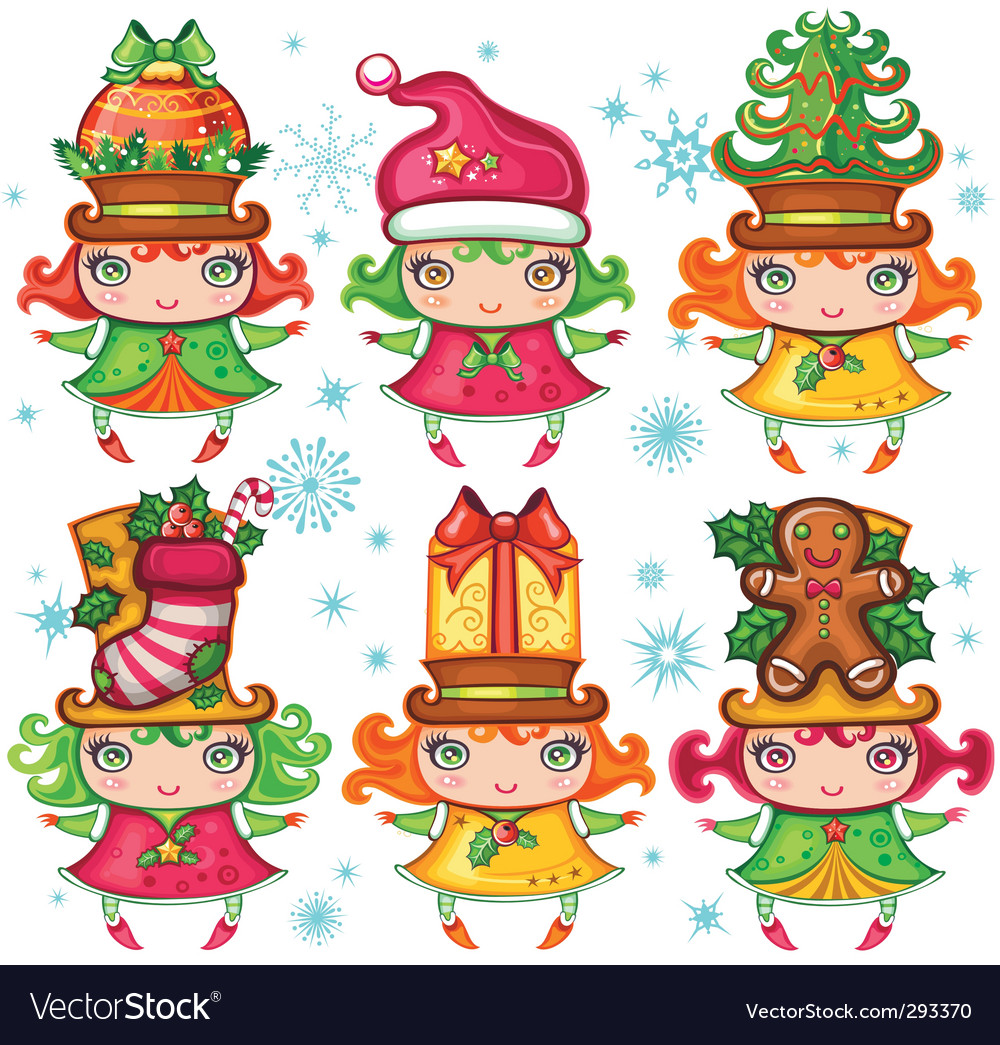 Christmas santa helpers series Royalty Free Vector Image