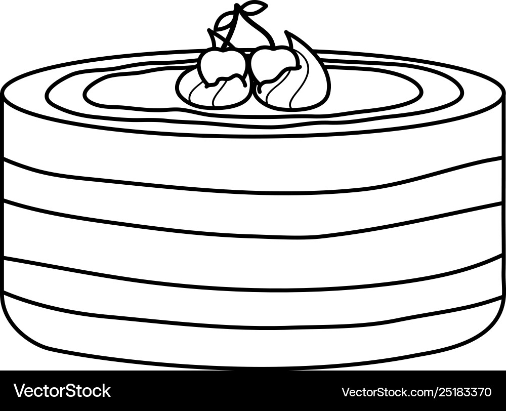 Delicious sweet cake with cherries Royalty Free Vector Image