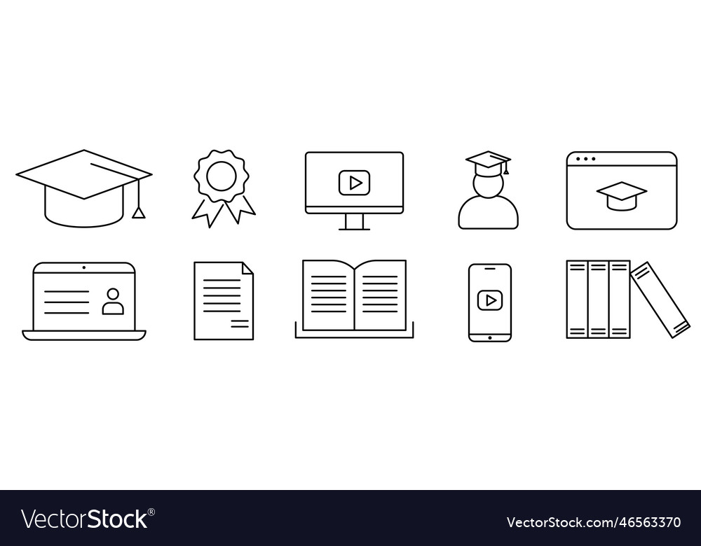 Education and learning thin line icons Royalty Free Vector