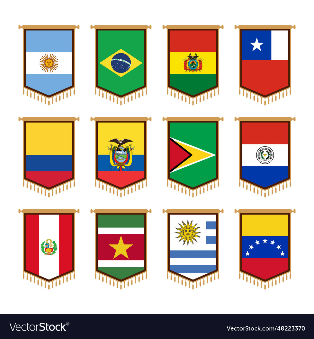 Flat design south america flags element set Vector Image