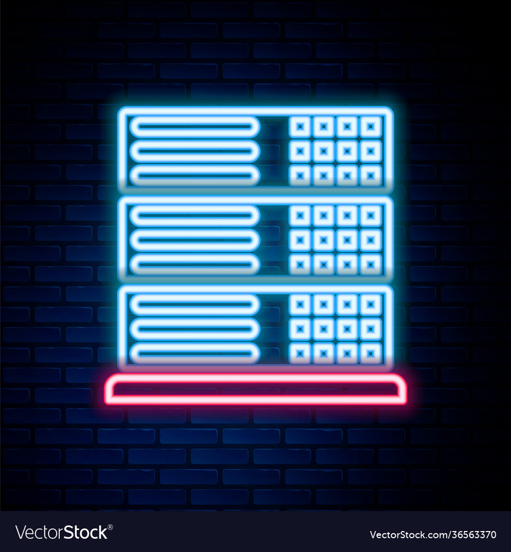 Glowing neon line server data web hosting icon Vector Image Glowing neon line server data web hosting icon Vector Image