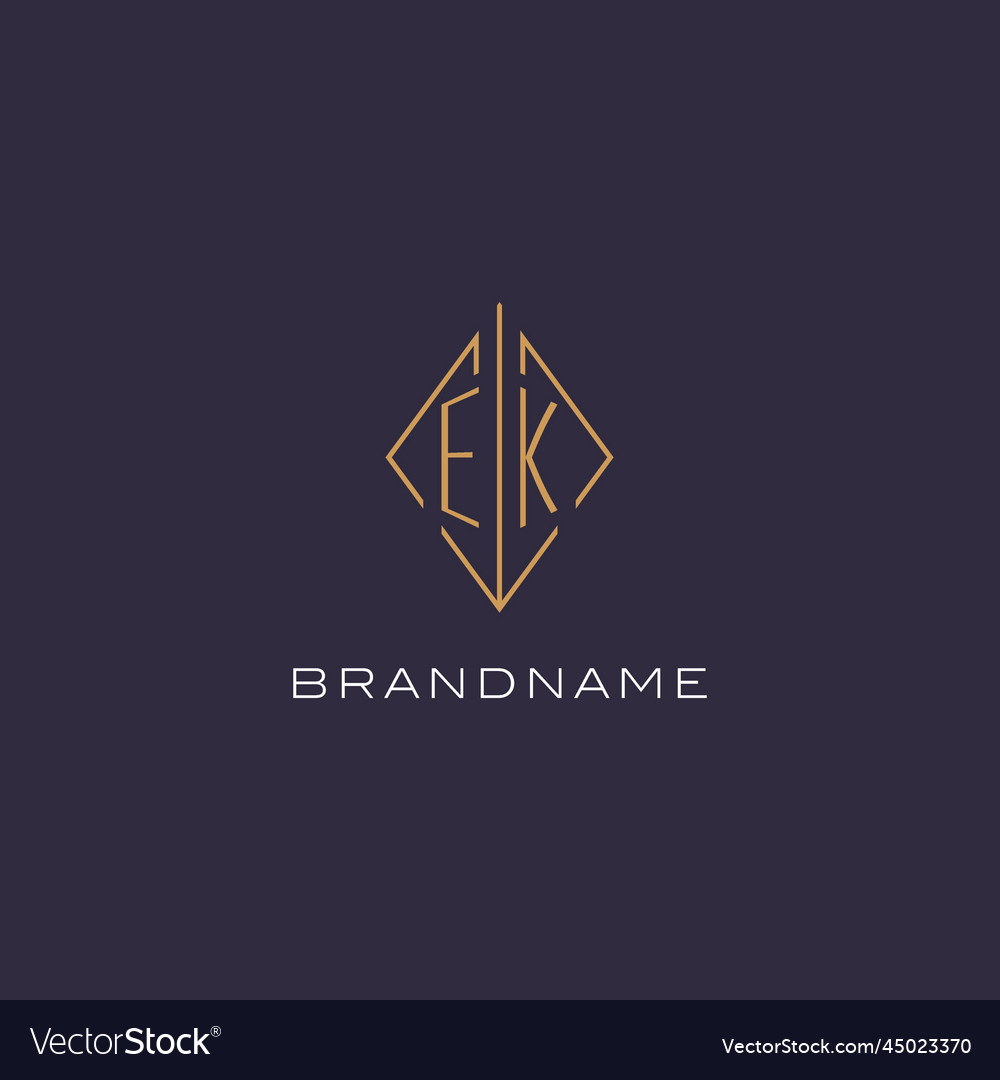 Initial letter ek logo monogram with diamond Vector Image
