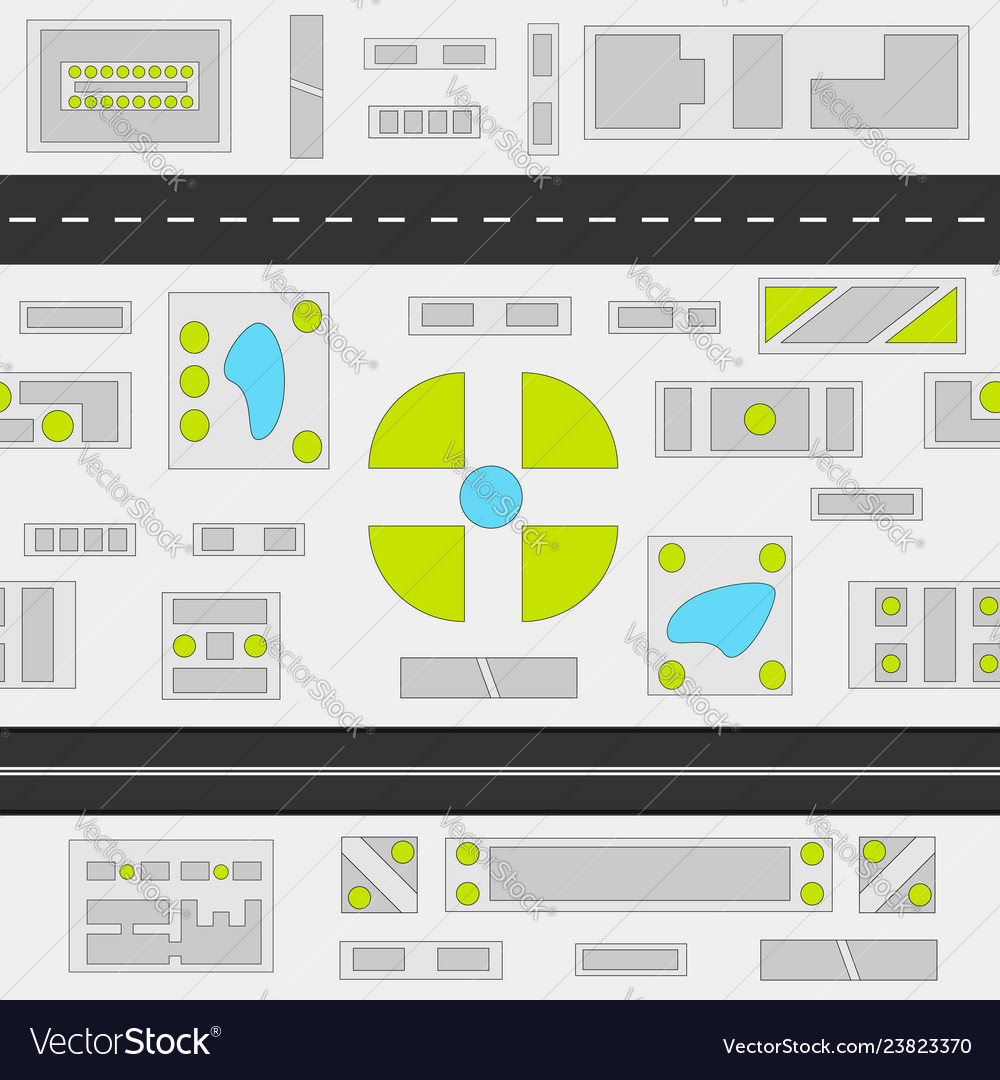Map elements top view seamless pattern Royalty Free Vector