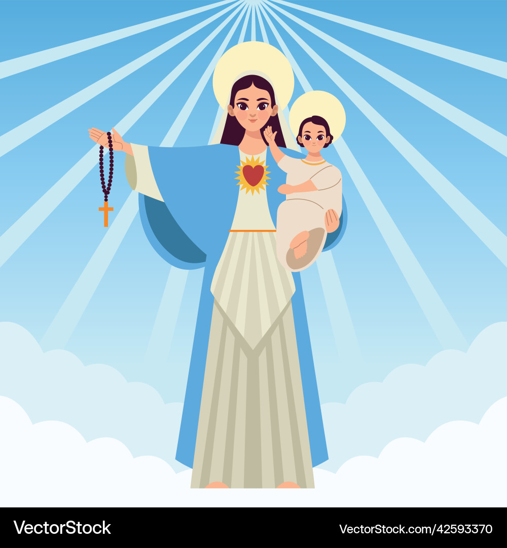 Mary virgin and jesus assumption Royalty Free Vector Image