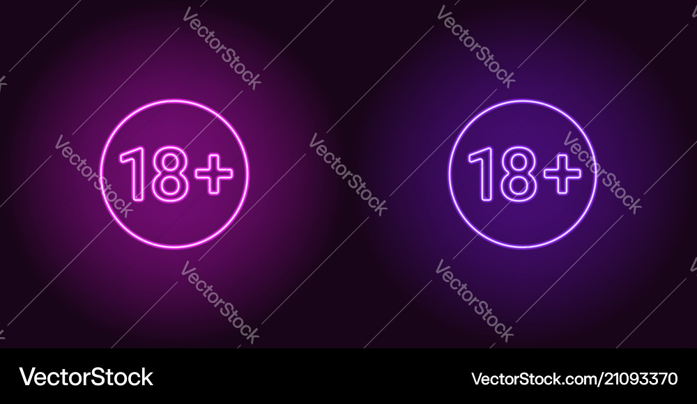 Neon icon of age limit for under 18 Royalty Free Vector
