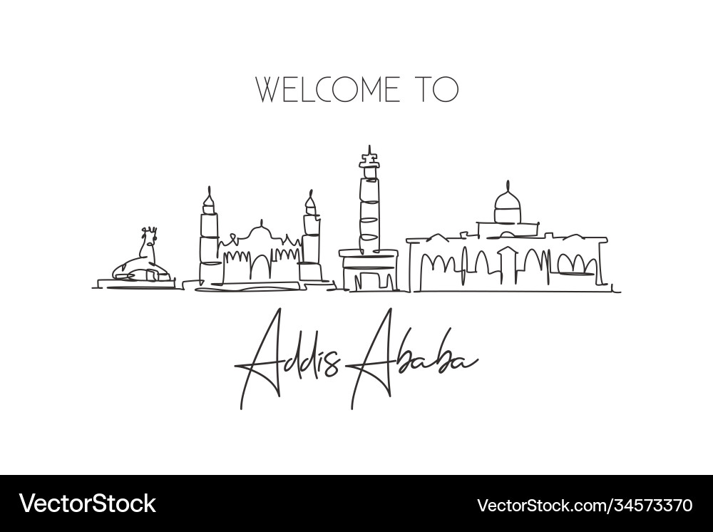 One single line drawing addis ababa city Vector Image