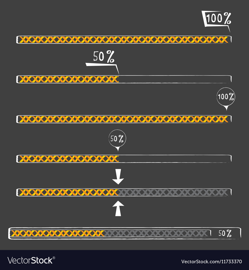 Orange preloaders and progress loading bars Vector Image