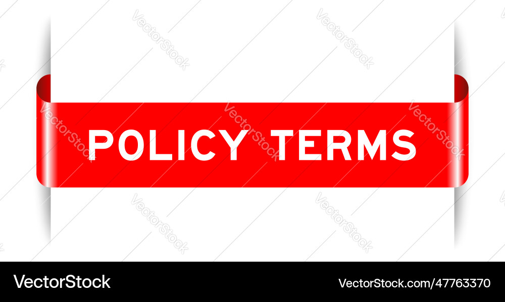 Red color inserted label banner with word policy Vector Image