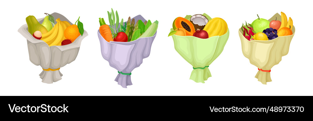 Ripe and juicy fruit vegetable bunch Royalty Free Vector