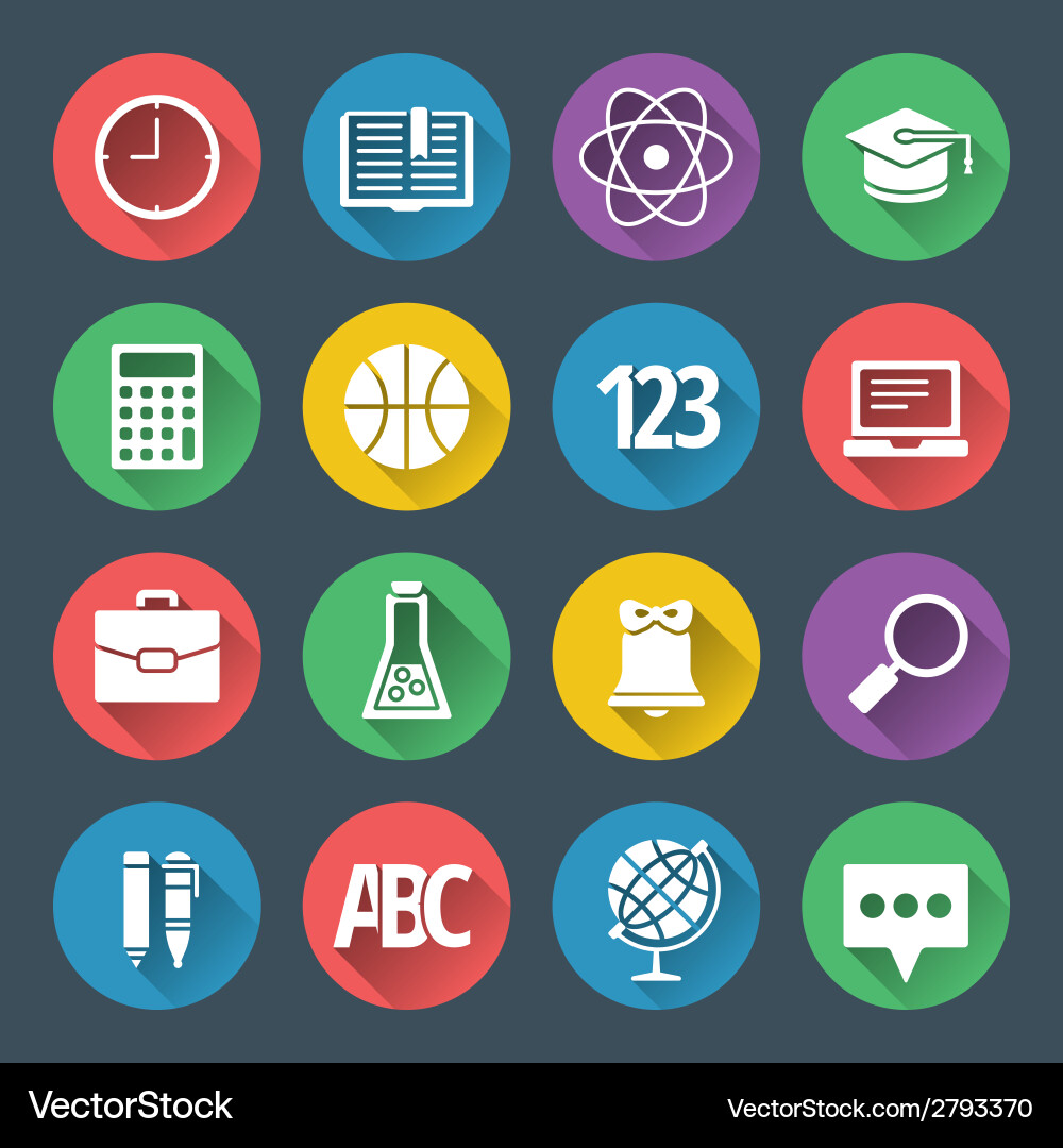 School and education flat design icons set Vector Image