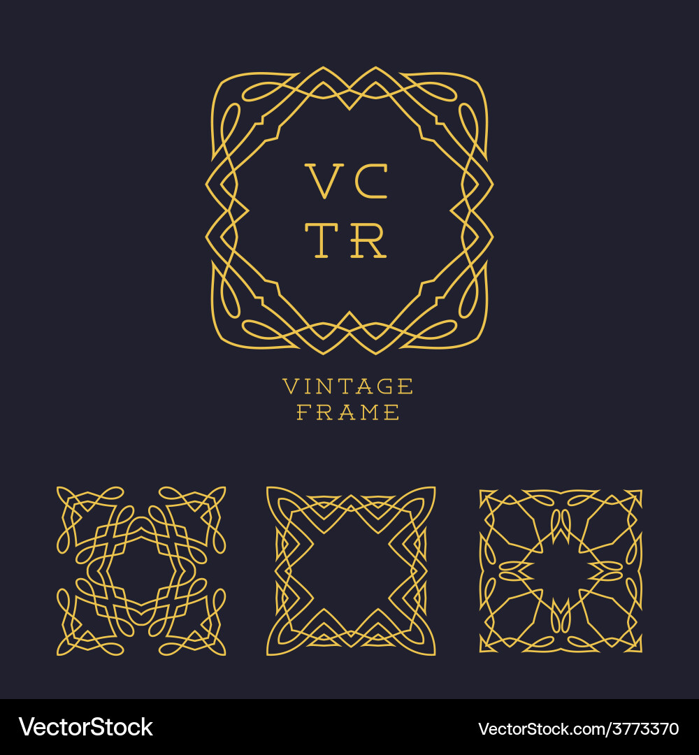 Set of outline emblems and badges Royalty Free Vector Image