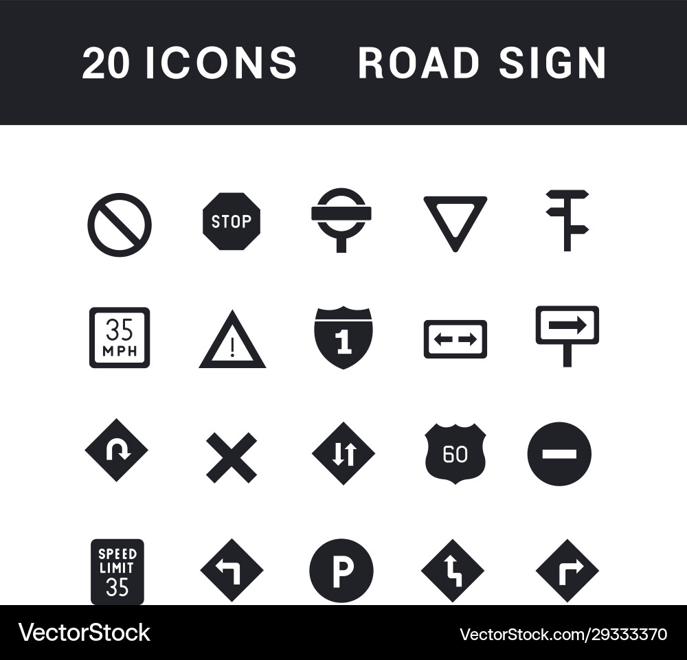 Set simple icons road sign Royalty Free Vector Image