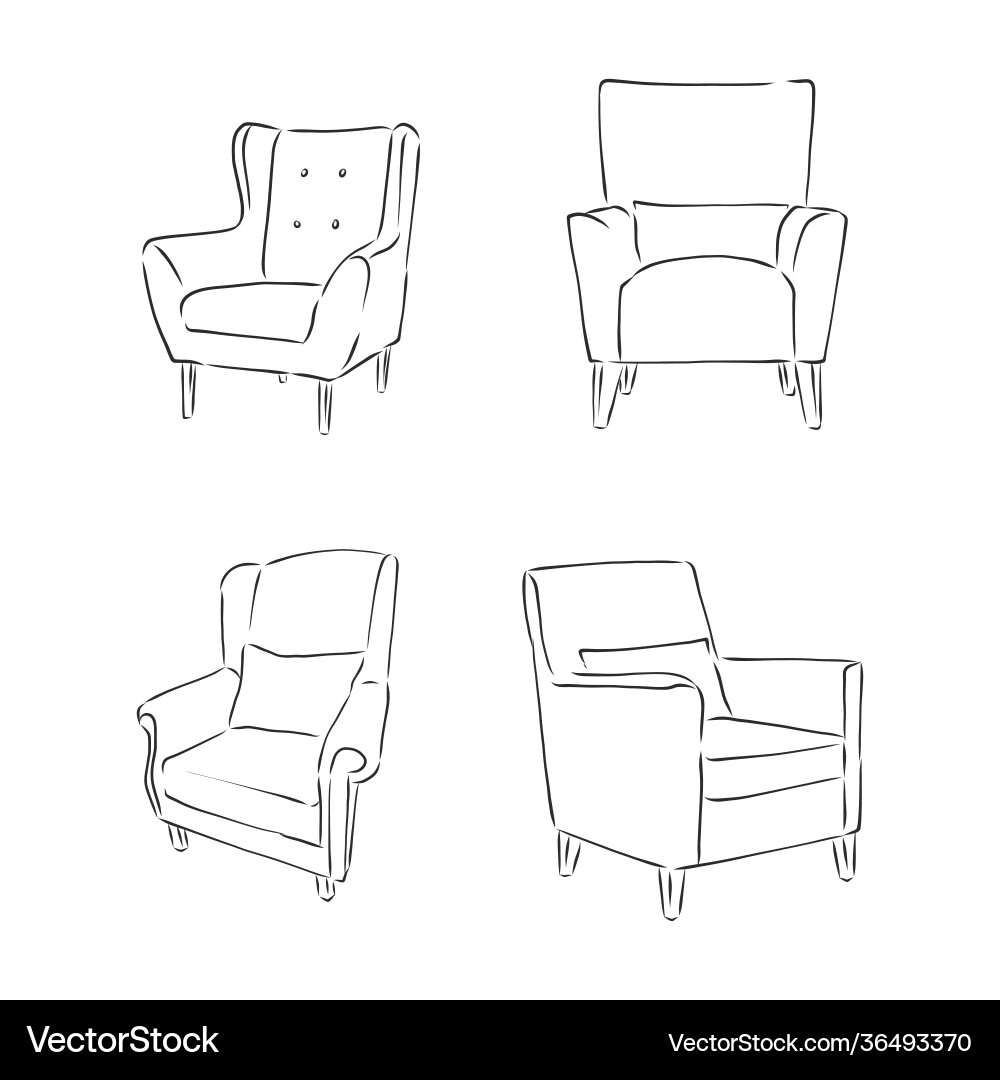 Sketch chair in linear style outline drawing Vector Image