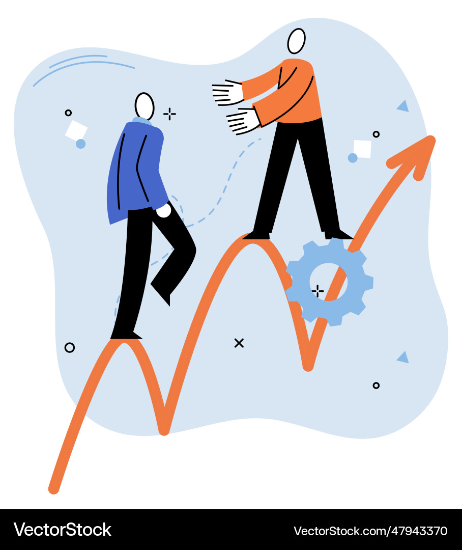 Team work achievement in career reaching aim Vector Image